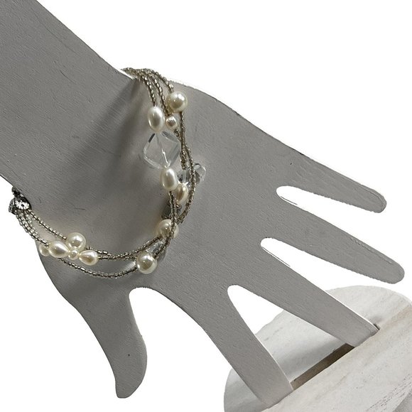 Mary Kay | Jewelry | Mary Kay Sparkle And Shine Bracelet Faux Pearls 3 ...